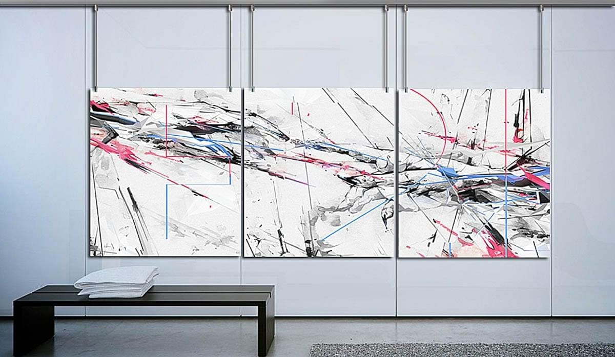 Art/Picture Hanging Display System with rails and cable/rod fittings