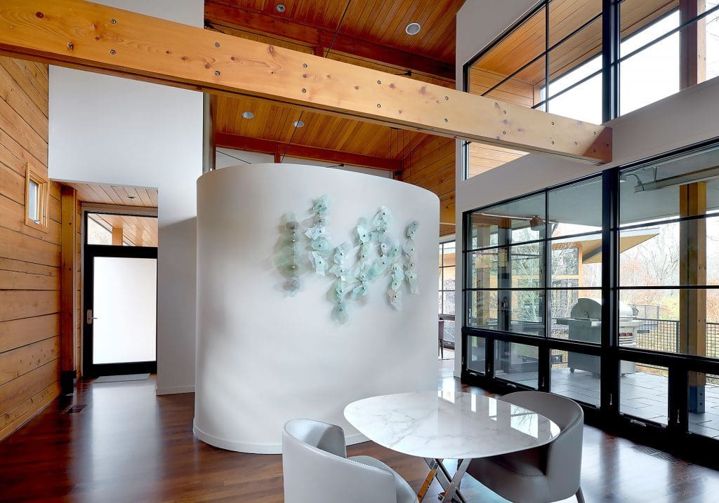 Cable/Rod Suspended Glass Artwork for Private Residence